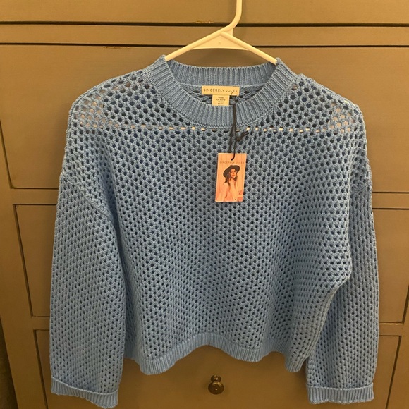 Sincerly Jules | Tops | Sincerely Jules Cropped Blue Sweater New With ...